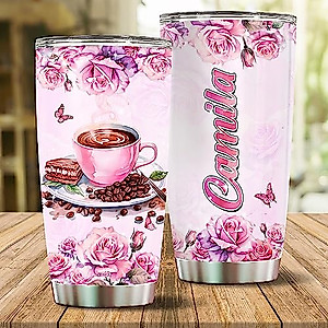 WONWIX Personalized Ideal Coffee Gifts for Coffee Lovers, Women, Girls, Wife, Daughter, Mom, 20oz Insulated Stainless Steel Travel Cup Mug Tumbler, Birthday, Christmas, Valentine, Mother's Day