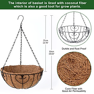 ZFProcess Artificial Flowers Hanging Basket with Begonia Silk Flowers for Outdoor/Indoor, Artificial Geranium Flowers in 12'' Basket for Patio Lawn Garden Summer Decoration(Deep Pink)