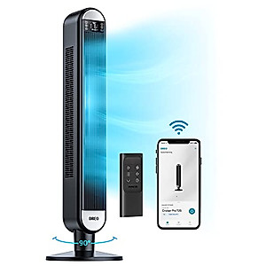 Dreo 42 Inch Smart Tower Fan, 90° Oscillating Fan, WiFi Alexa Fan, Voice Control & Nomad One S Alexa Fan, Quiet Tower Fan with Remote, 90°Oscillating Fan with Voice Control, Silver, 36inch(DR-HTF007S)