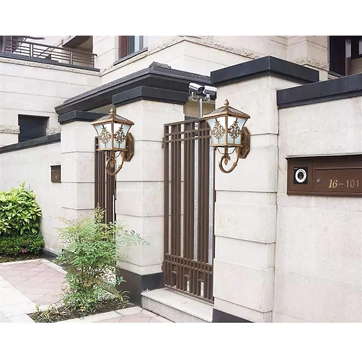 Zziyj LED Solar Wall Light Garden Outdoor Security Lights Vintage Solar Lantern Wall Lights for Patio Deck Yard Garden Fence Home Stairs Wall Lamp