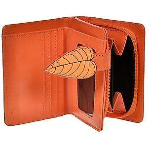 Shag Wear Owl Park Bench Small Bird Wallet for Women and Teen Girls Vegan Faux Leather Orange 4.5"