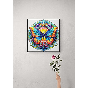 Wooden Jigsaw Puzzle Butterfly Shape, 200pcs 10.1x9.9in. Eco-Friendly Unique Animal Shape Mandarin Butterfly Puzzle Gift with Wooden Stand in Wooden Box for Adults and Kids