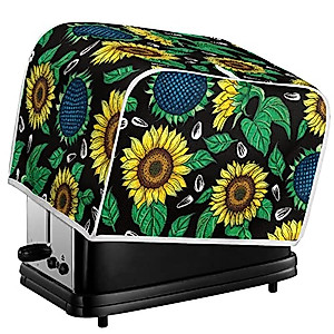 chaqlin Sunflower Print Toaster Cover 2 Slice Stain Resistant Bread Oven Cover Asethetic Toaster Dust Protection Accessories