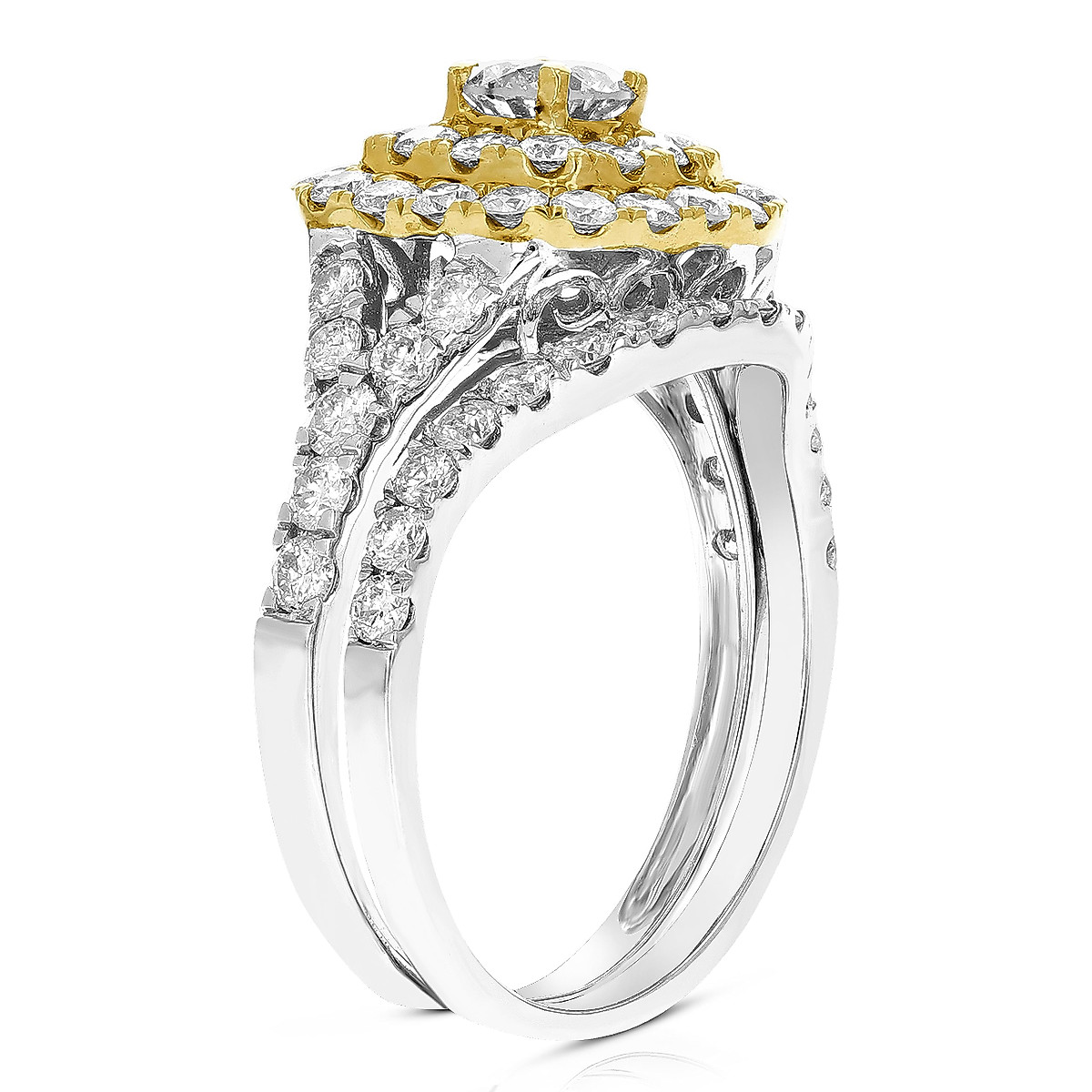 Vir Jewels 1.87 cttw Diamond Wedding Engagement Ring Set 14K Yellow Gold Bridal Size 7