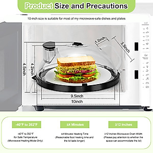 Fkprorjv Microwave Splatter Cover with Water Steamer, 10 inch Clear Microwave Plate Cover for Food, Splatter Guard Microwave Lid for Microwave Oven, Kitchen Gadgets Accessories, Black
