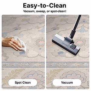 Well Woven Ushak Konya Cream 6' x 9' Area Rug for Large Living Room and Dining Room - Updated Traditional Boho Design, Easy Clean, Floor-Friendly Backing