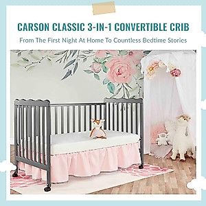 Dream On Me Carson Classic 3-in-1 Convertible Crib in Steel Grey
