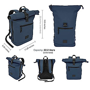 X RAY Expandable Roll Top Waterproof Trendy Backpack With Laptop Pocket, One Size, Navy