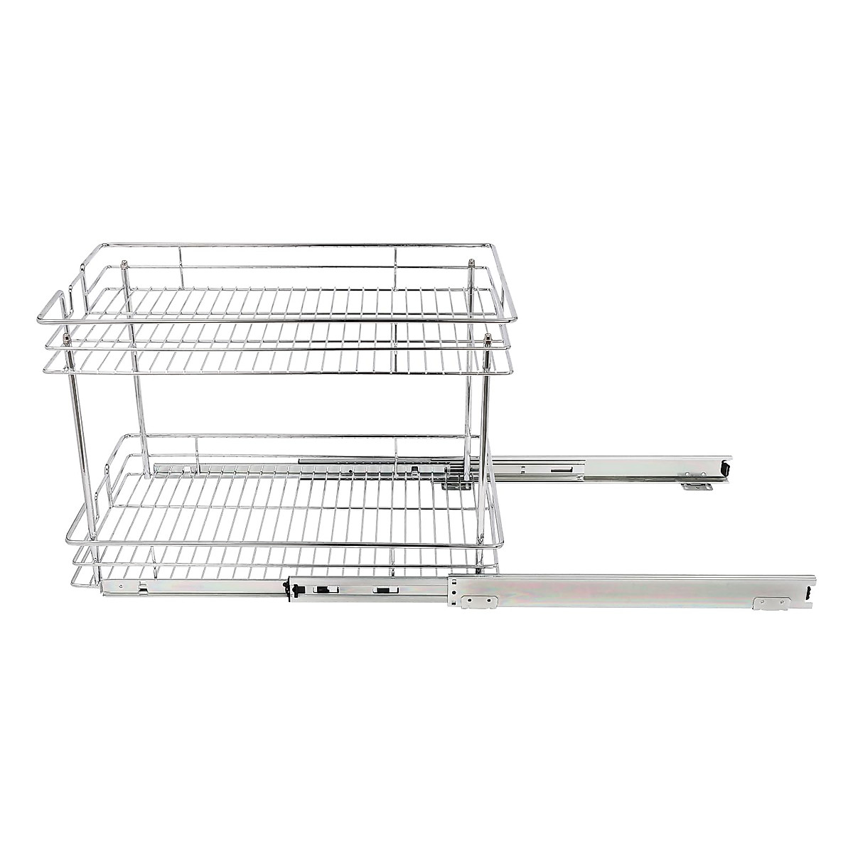 Pull Out Cabinet Organizer,Multi-Purpose Cabinet Organizer,Sink Organizer and Storage,Kitchen Helper,2-Tier Cabinet Pull Out Shelves,for Bathroom,Laundry Room,Kitchen,Pantry(Silver,21.5*13.5*15in)