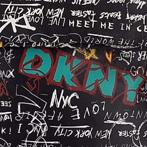 DKNY Women's Multipurpose Fashion Backpack, Black Iconic Graffiti Tilly, One Size