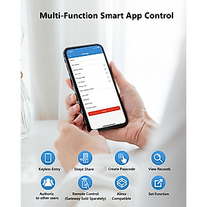Zowill Smart Lock - Keyless Entry Door Lock with APP Control, Touchscreen Keypad Electronic Digital Lock, Auto-Lock, Easy Installation, Smart Deadbolt Lock for Front Door - Matte Black