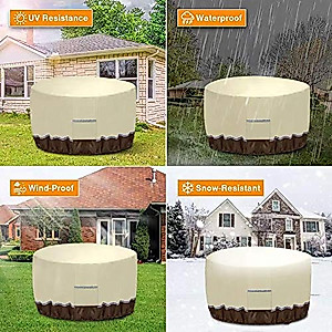 KREVEROY Outdoor Patio Round Fire Pit Cover 36 inch Heavy Duty 600D Waterproof Patio Gas Fire Pit Table Covers with Air Vent 36 x 36 x 24in