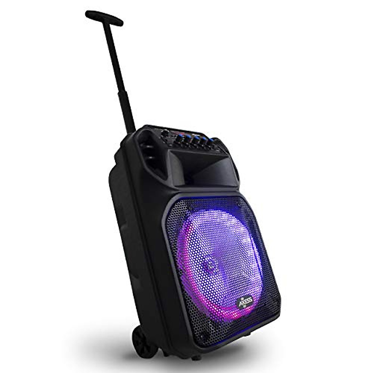 Axess Portable Wireless Bluetooth Speaker — 8 Inch Woofer & 1.5" Tweeter, TWS Link+, Wireless Microphone FM Radio Aux USB and Mic Inputs, Stereo Sound System Speakers with LED Lights Model PABT6038