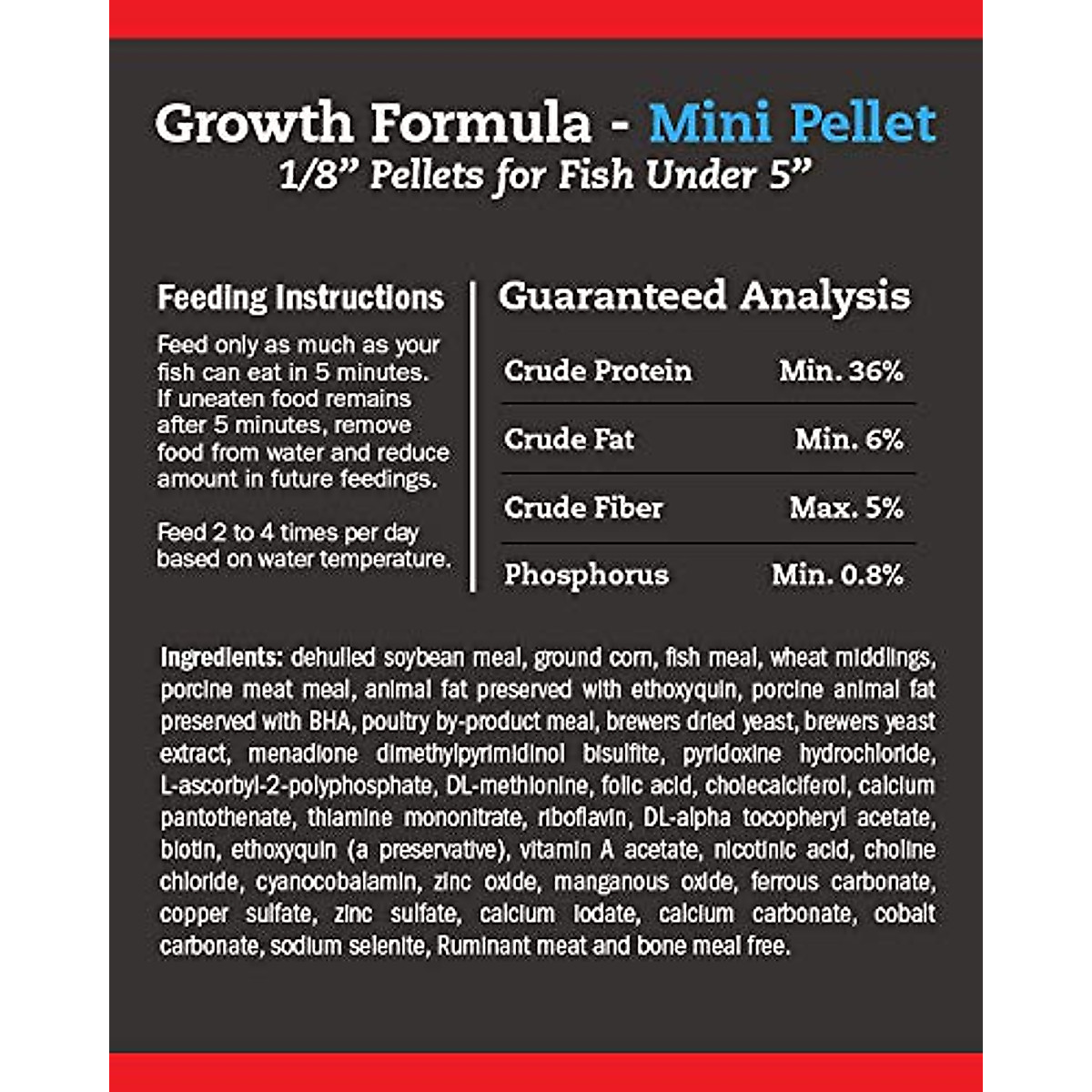 Blue Ridge Fish Food Pellets [5lb] Koi and Goldfish Growth Formula, Mini Floating Pellet, Balanced Diet