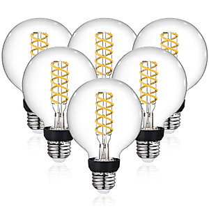 MEILUX G25(G80) 6W LED Globe Light Bulbs, Neutral White 4000K, 6W Equivalent to 60W, 600LM E26 Base Dimmable with 80+ CRI, Vintage Edison LED Filament Clear Bulbs for Bathroom Bedroom Vanity(6 Pack)