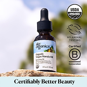 Sky Organics Organic Marula Oil for Face 100% Pure & Cold-Pressed USDA Certified Organic to Replenish, Balance & Boost Glow, 1 fl. Oz