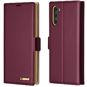 Fingic for Samsung Note 10 Case,Note 10 Wallet Case,PU Leather Wallet Case 2 ID &Credit Cards Slots Holder Side Pocket Kickstand Feature Flip Case Cover for Samsung Galaxy Note 10 6.3"(2019)-Wine Red