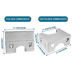 Foldable Toilet Stool, 7 inches Healthy Squatting Posture Poop Stool with Anti-Slip Feet by CHEAGO, Portable Travel Foot Stool for Toilet, Unique Folding Design Compact&Wide footrest (Cloud Grey)