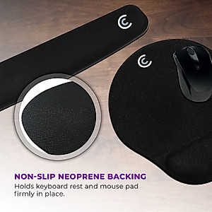 4pc Premium Wrist Rests for Keyboard and Mouse Pad Set - Memory Foam Cushion, Black - Ergonomic Wrists Hand Arm Rest Support for Laptop Computer Desk and Gaming - Carpal Tunnel Syndrome Relief