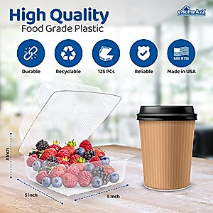 EHOMEA2Z Food Containers Clear with Lids Hinged Take Out Clam Shells Clamshell Packaging, Durable and Easy Grip, Pie To Go Containers For Desserts, Restaurants, Parties(5" x 5" - 40 Count)