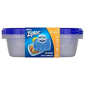 Ziploc Food Storage Meal Prep Containers Reusable for Kitchen Organization, Smart Snap Technology, Dishwasher Safe, Deep Rectangle, 2 Count