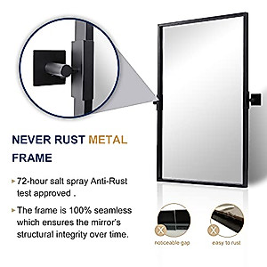 ANDY STAR Black Pivot Mirror, Rectangle Pivoting Mirror 24x36” Tilt Mirror Rectangular Pivot Mirror 1” Deep Set Design, Modern Farmhouse Tilting Mirror for Wall Hangs Vertical(Overall 27.75" x 36")