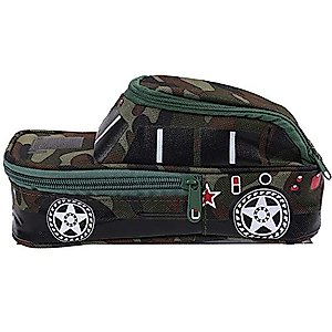 Camo Car Military Pencil Case, Big Capacity Car Shape Pencil case, Hardtop Zipper Pencil Bag Camouflage Holder School Supply Organizer Pen Pouch (Green)
