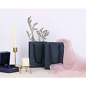 Sdootjewelry Navy Blue Gift Bags, 5.1 x 2.4 x 7.5 Kraft Paper Gift Bags with Handle, 50 Pack Heavy Duty Matte Tote Paper Bags Shopping Small Retail Party Bags for Gift Favor Small Business