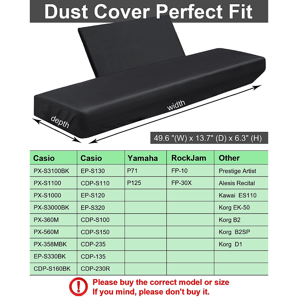 Piano Keyboard Dust Cover, Water Proof Stretchy Electric Piano Keyboard Covers for Digital Electric Pianos, Full Cover Elastic Lock Music keyboard Protector Cover (88 - Keys, Black)