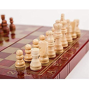 Chess Portable Set Portable Set Wooden Portable Chessboard Folding Board Game International Set for Party Family Activities Backgammon LQHZWYC (Size : L)