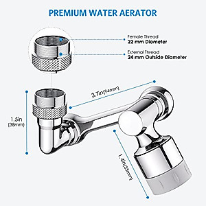 AMIR Universal Rotating Faucet Extender, 1080° Large-Angle Rotating Multifunctional Extension Faucet, Robotic Arm Water Nozzle Faucet Adaptor, Splash Filter Faucet for Bathroom Sink