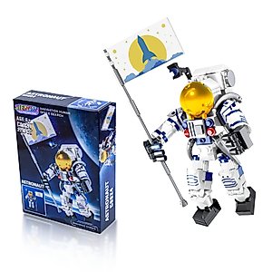 SIENON Astronaut Toys Building Kit for Kids and Adults-229pcs Building Block Astronaut Figure Holding The Flag with Movable Joints, DIY Spaceman Assembly Construction STEM Toy City Space Building Set