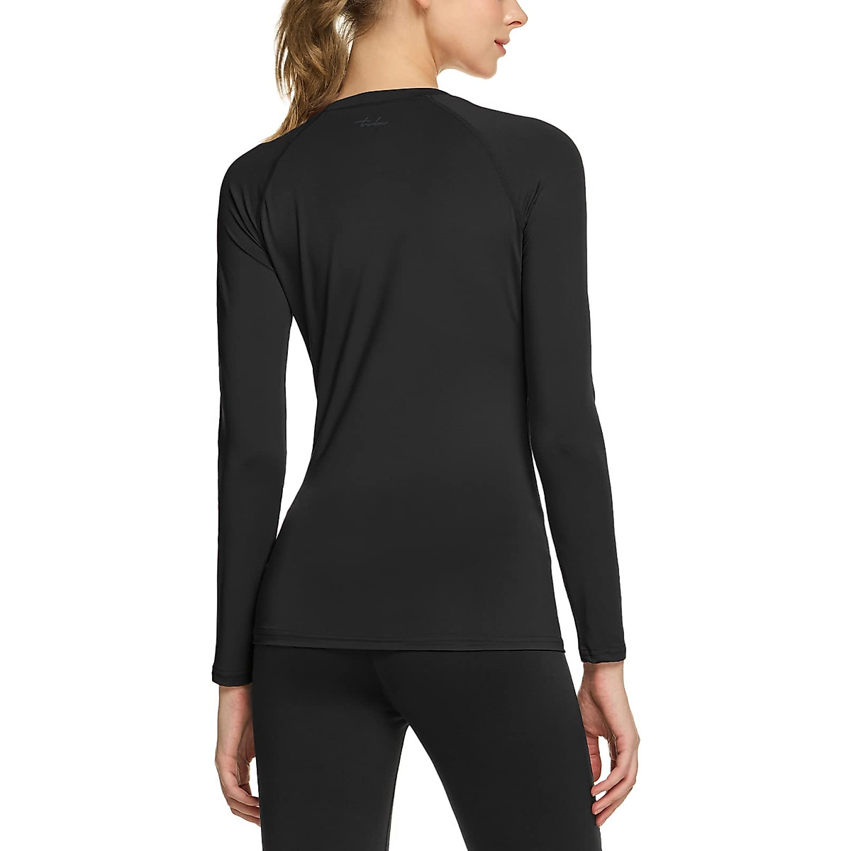 TSLA Women's Sports Compression Shirt, Cool Dry Fit Long Sleeve Workout Tops, Athletic Exercise Gym Yoga Shirts, 3pack Black/Black/Black, Small