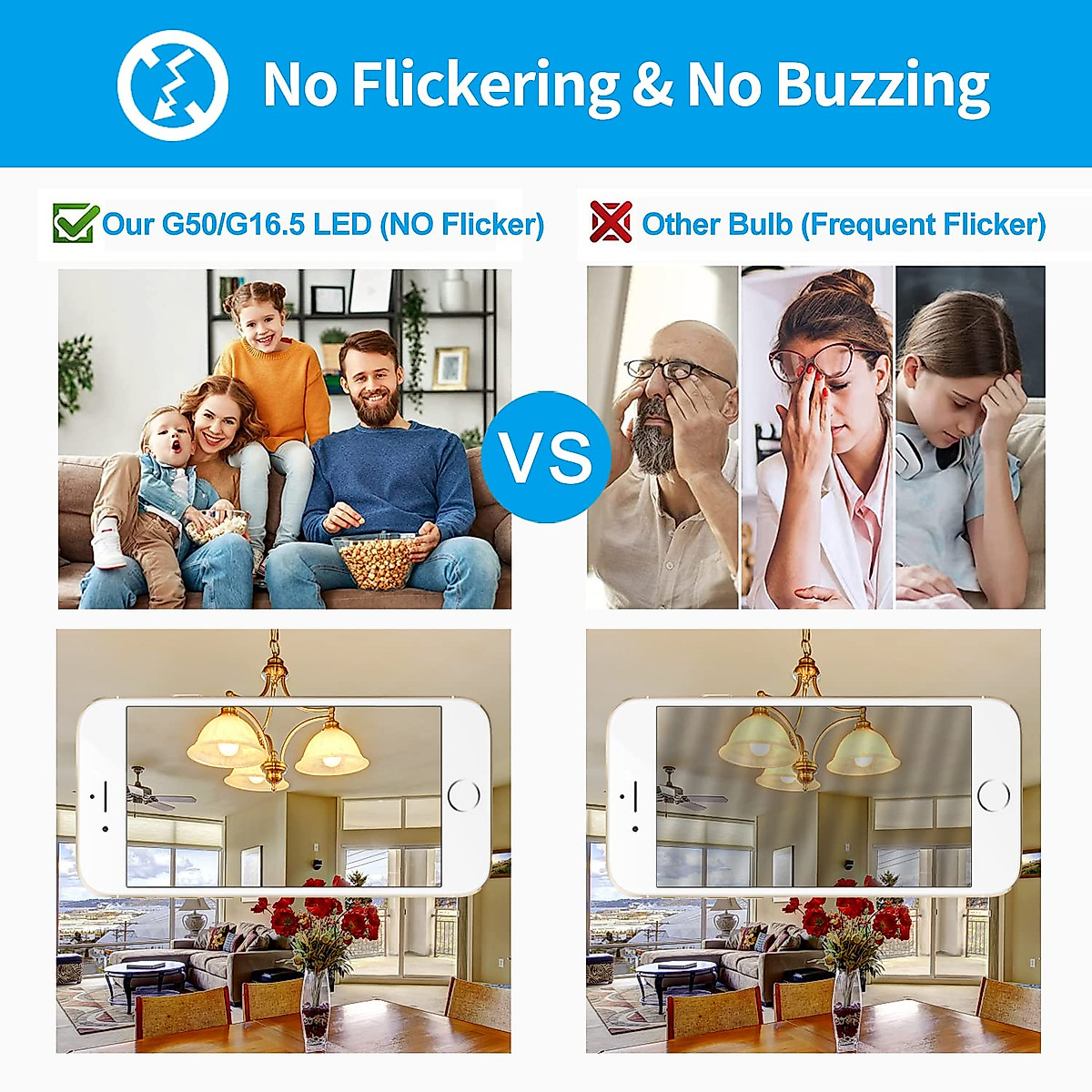 FUTIME G25/G80 LED Globe Light Bulbs, 5W LED Vintage Edison Bulb (40W Equivalent),Warm White 2700K,Dimmable Makeup Mirror Lights for Bedroom, Modern Sputnik Chandelier Light Bulbs Milky Glass 6 Pack