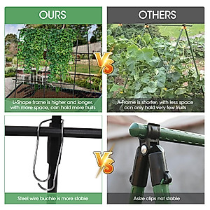 Cucumber Trellis for Garden Vegetable Trellis,63" x 63" U-Shaped Metal Garden Trellis Arch Plant Grow Support Frame for Climbing Plants Support Vegetable Flower Fruits Vine,with Nylon Netting(Black)