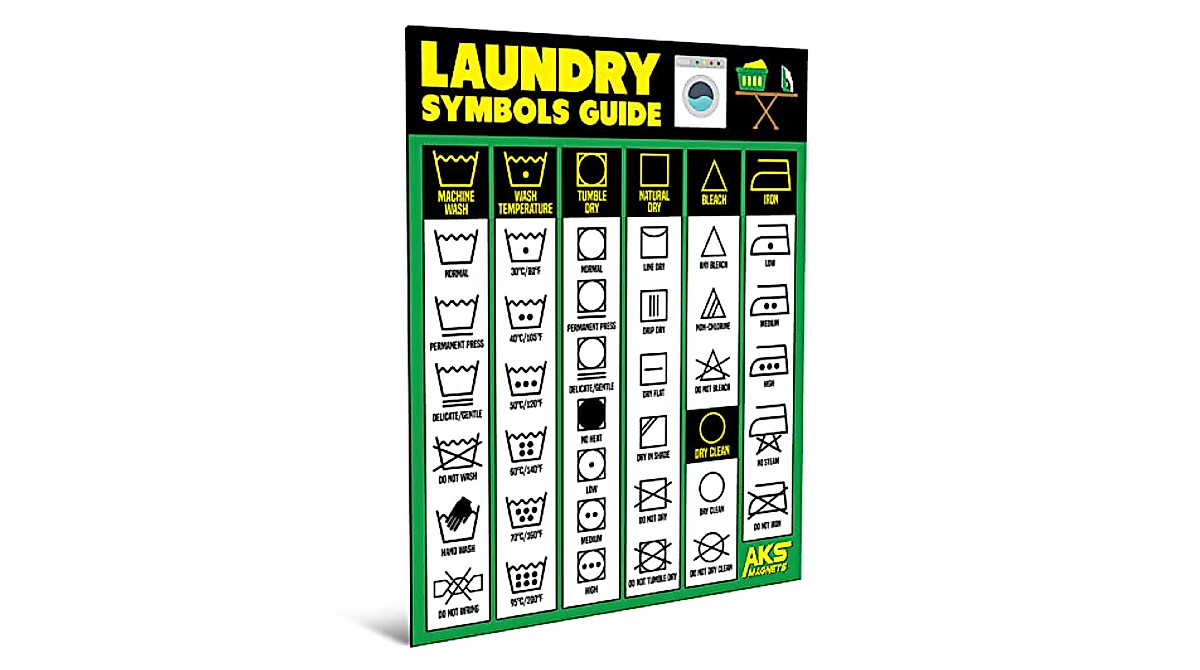 Laundry Symbols Guide Magnet - Easy Read Clothing Care Chart