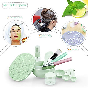 Face Mask Mixing Bowl Set, Anezus 11 Pcs DIY Facemask Mixing Tool Kit with Facial Mask Bowl Stick Spatula Silicone Brush Spray Bottle Puff Soaking Bottle Gauges