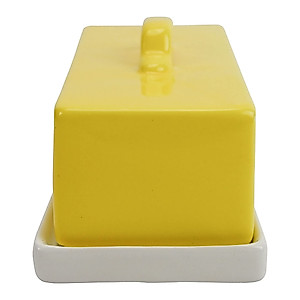 Premium Quality Butter Ceramic Lidded Butter Dish,Yellow