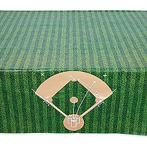 BLUE PANDA Baseball Tablecloth Birthday Party Plastic Table Cover (54 x 108 in, 3 Pack)