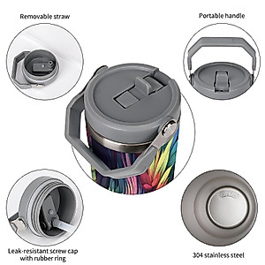 Colorful Flower Tumbler 30oz Large Capacity Car Cup with Handle Fit in Any Car Cup Holder Stainless Steel Leakproof Insulated Coffee Tumblers with Lid And Straw