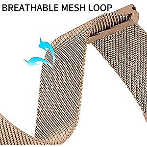 JOHIPI Compatible with Samsung Galaxy Watch 4 40mm 44mm/Watch 4 Classic 46mm 42mm/Watch 5 40mm 44mm Pro 45mm/Active 2/Watch 42mm/Watch 3 41mm/Active 40mm Bands, 20mm Stainless Steel Mesh Loop Strap (Rose Gold)
