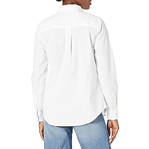 Amazon Essentials Women's Classic-Fit Long-Sleeve Button-Down Poplin Shirt, White, X-Large