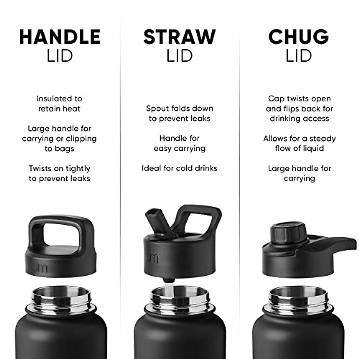 Simple Modern Water Bottle with Straw, Handle, and Chug Lid Vacuum Insulated Stainless Steel Metal Thermos Bottles | Half Gallon Leak Proof BPA-Free Sports Flask | Summit Collection | 64oz, Rose Gold