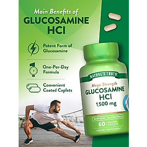Nature's Truth Glucosamine HCI 1500mg | 60 Caplets | Mega Strength Supplement | Non-GMO & Gluten Free Supplement