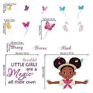 decalmile Black Girl Magic Adventure Wall Stickers Pink Butterfly Inspirational Quote Wall Decals Girls Bedroom Baby Nursery Daycare Wall Decor