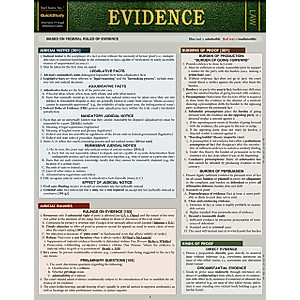 Evidence QuickStudy Laminated Reference Guide (QuickStudy Law)