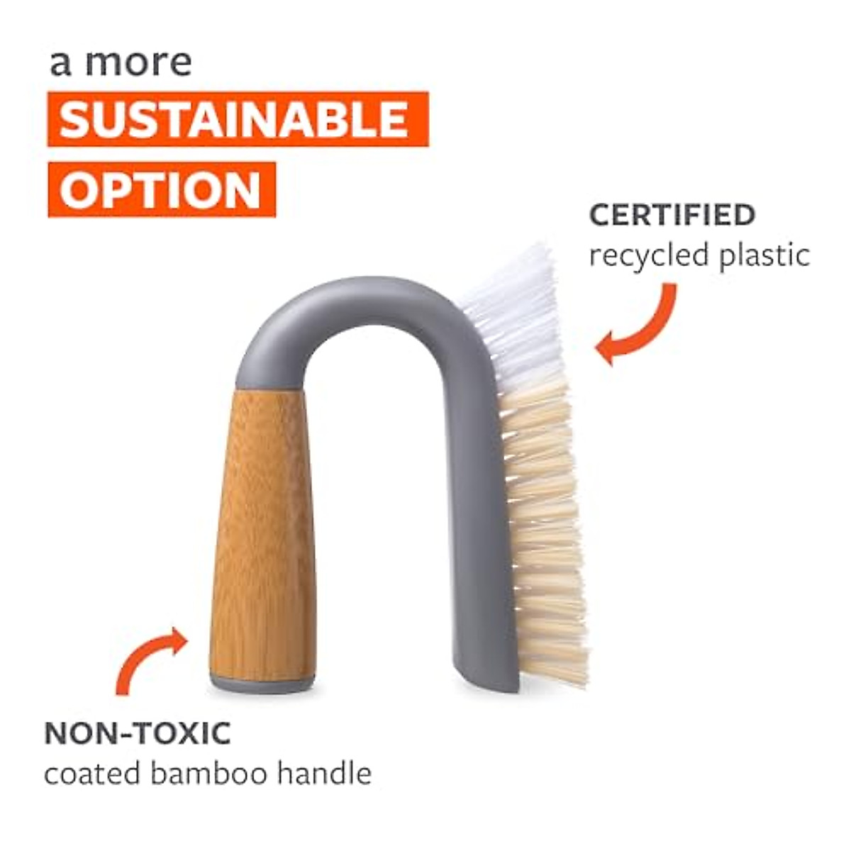 Full Circle Grunge Buster Grout & Tile Scrub Brush, Grey