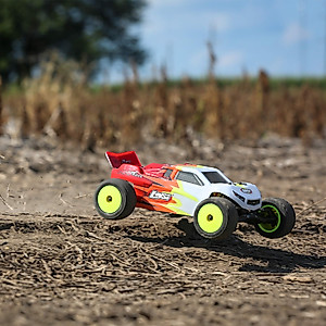 Losi 1/18 Mini-T 2.0 2 Wheel Drive Stadium RC Truck Brushed Ready to Run Battery Receiver Charger and Transmitter Included Red/White LOS01015T1