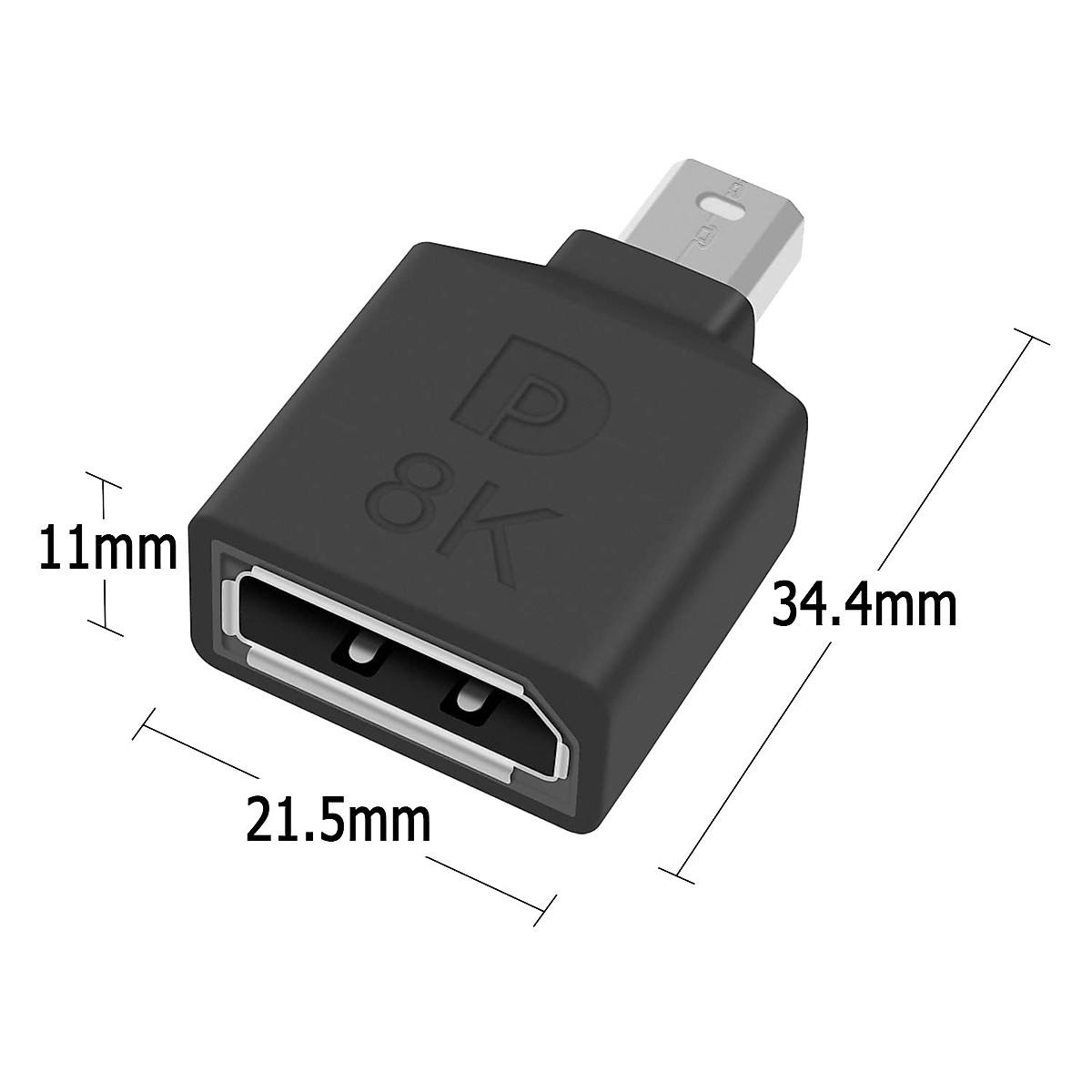 Poyiccot Mini Displayport to Displayport Adapter, 8k Mini DP to DP Adapter Bi-Directional Mini Displayport Male to Displayport Female Extention Adapter for Laptop PC TV Gaming Monitor, 2pack