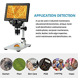 Koolertron 7" LCD Digital Microscope with 32G TF Card,12MP 1-1200X Magnification Handheld USB Microscope Camera,8 LED Light,Rechargeable Battery Microscope for Coins/Plant/Insect/Rock/PCB Soldering